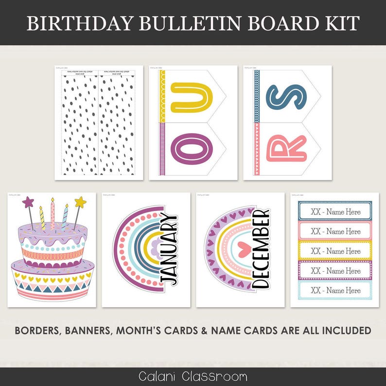 Birthday Board Classroom Decor, Rainbow Classroom Theme, Editable ...