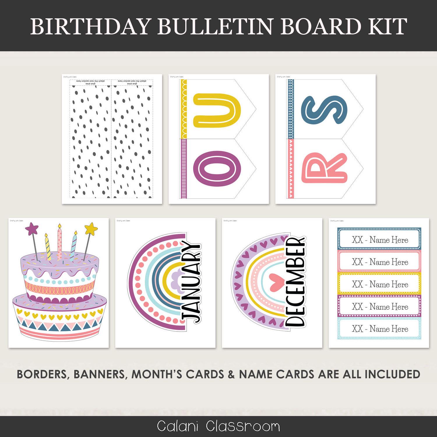 Birthday Board Classroom Decor, Rainbow Classroom Theme, Editable ...