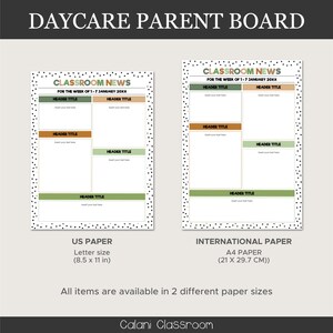 Daycare Parent Info Board – Printable Childcare Bulletin Board in Earth ...
