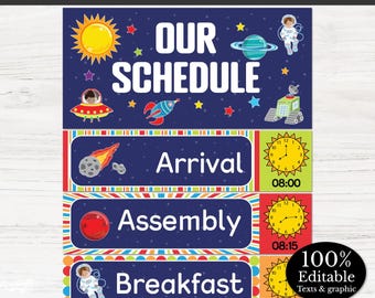 Classroom Schedule Cards With Clock, Jungle Safari Classroom, Editable ...