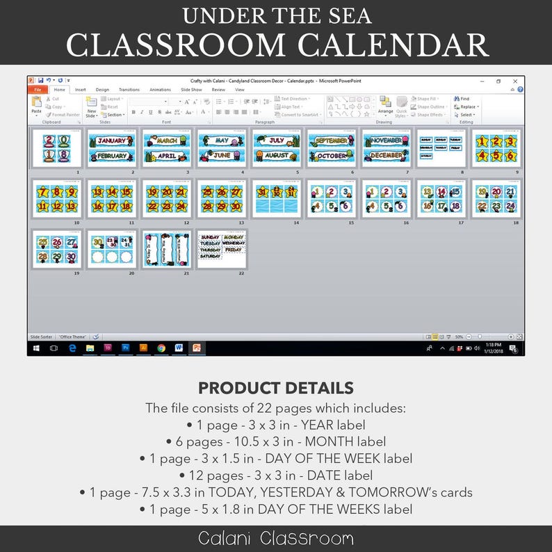 Calendar Classroom Decor, Ocean Classroom, Editable Classroom Wall ...