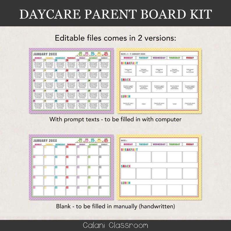 Daycare Parent Board, Childcare Bulletin Board Template, Parent Info ...