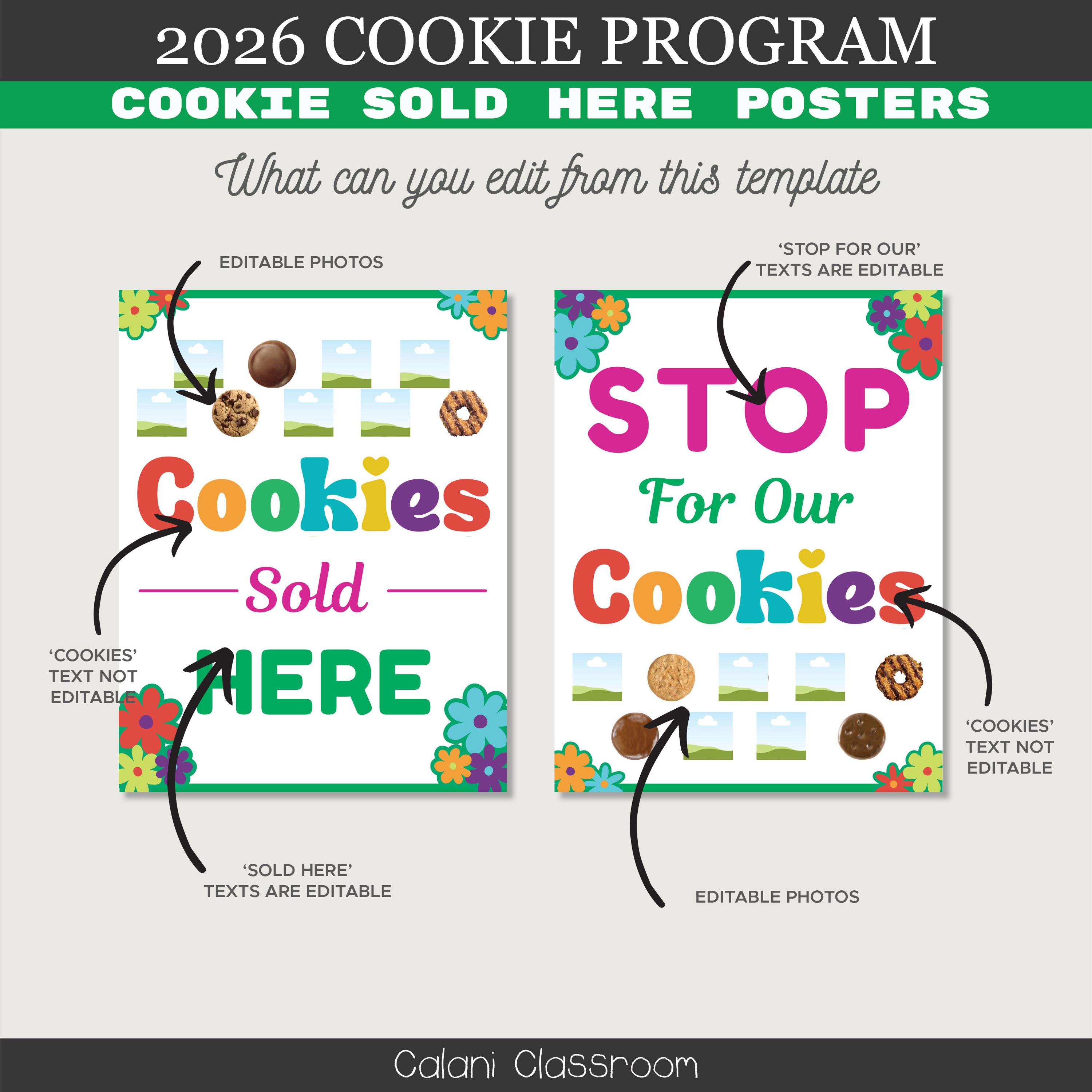2026 Cookie Sold Here Poster, DIY Editable Cookie Marketing Kit for ...