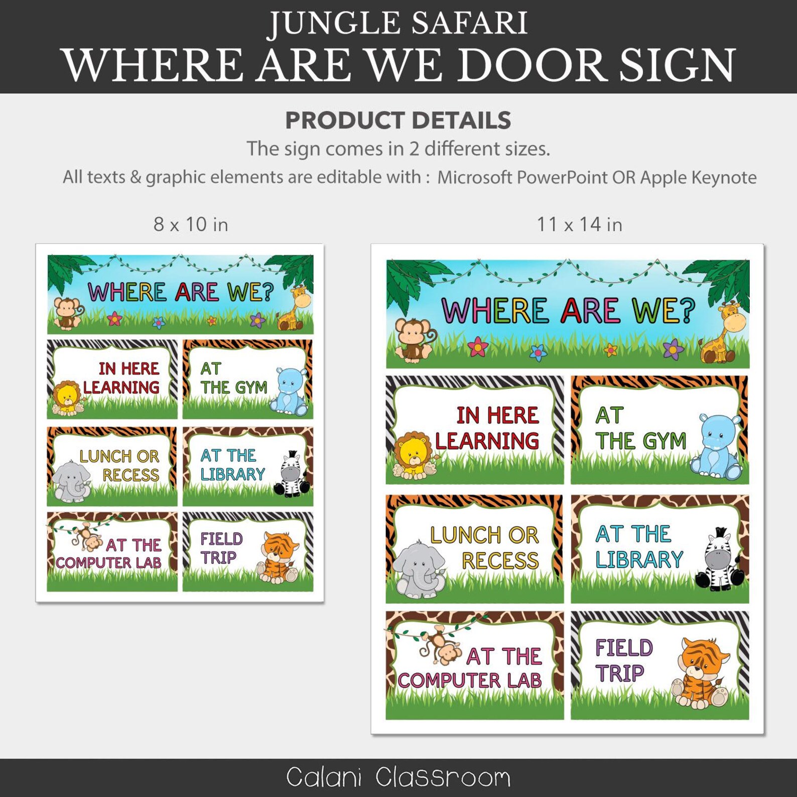 Classroom Door Sign, Safari Classroom, Where Are We Door Sign, Jungle ...