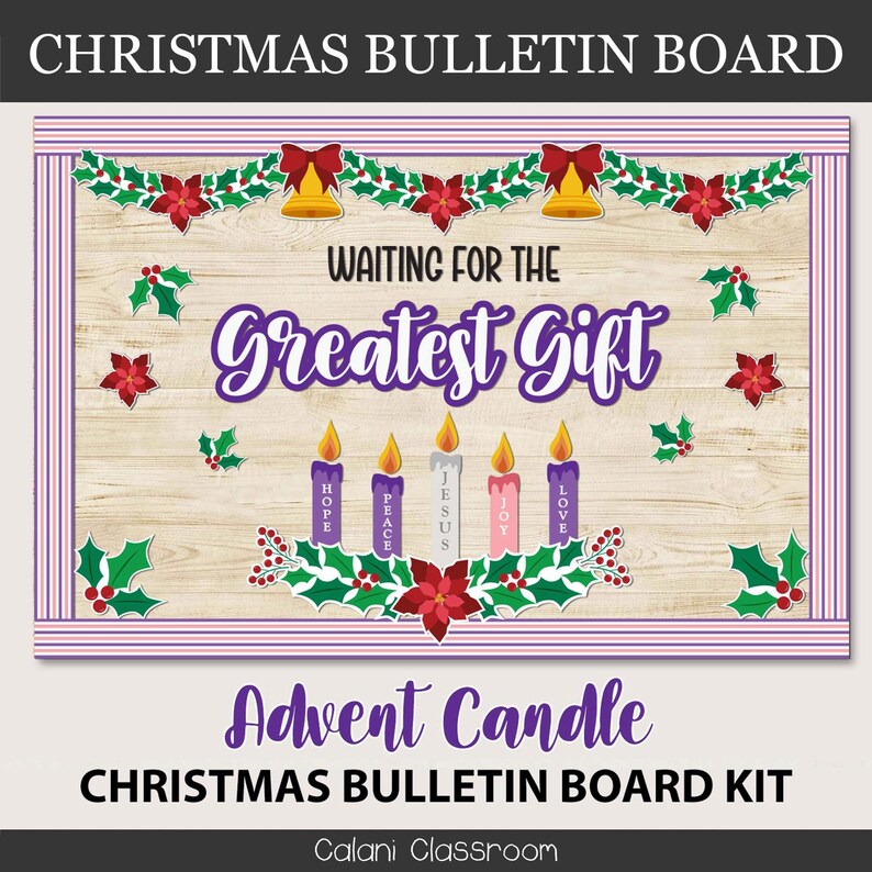 Christmas Bulletin Board Kit I Advent Candle Catholic School & Church ...