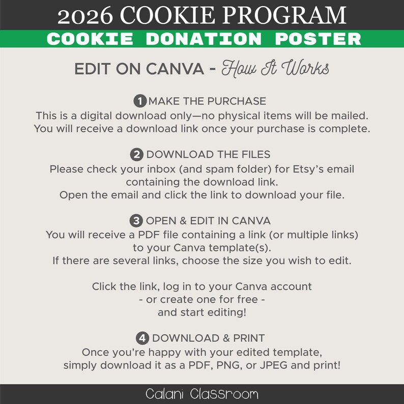 2026 Cookie Booth Donation Poster, DIY Editable Cookie Marketing Kit ...