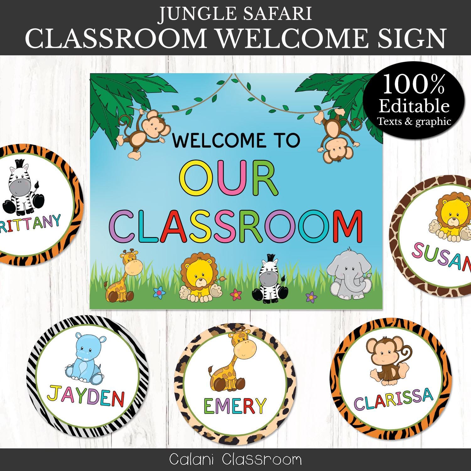 Classroom Welcome Sign, Jungle Safari Classroom Door Sign, Welcome to ...