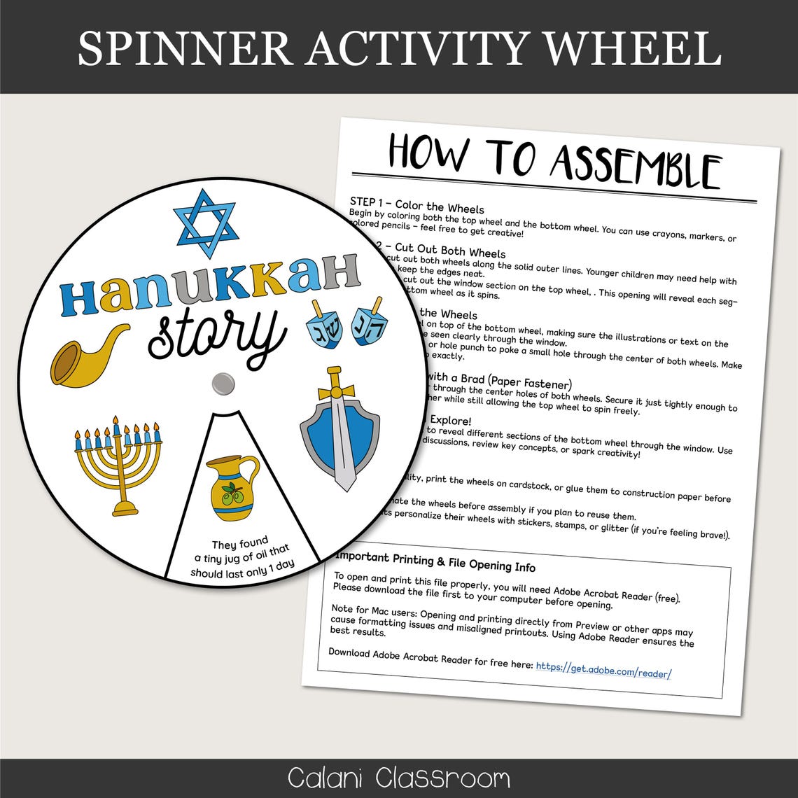 The Hanukkah Story Activity Wheel, Jewish Holiday Craft - Digital ...