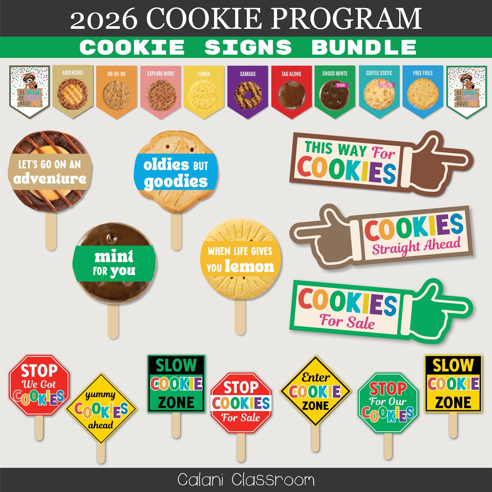 2026 Cookie Booth Signs Bundle, DIY Editable Cookie Marketing Kit for ...