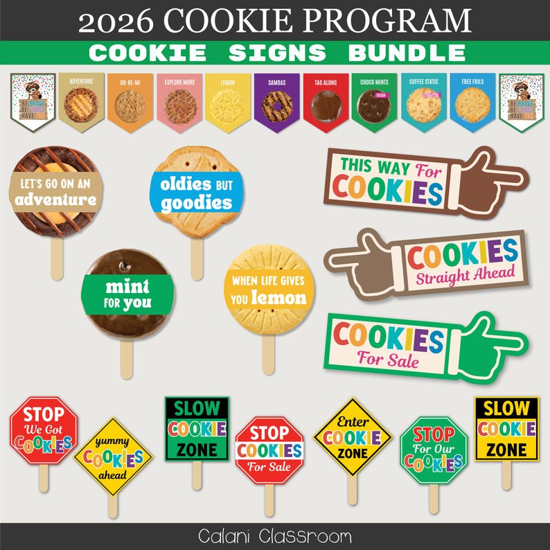 2026 Cookie Booth Signs Bundle, DIY Editable Cookie Marketing Kit for ...