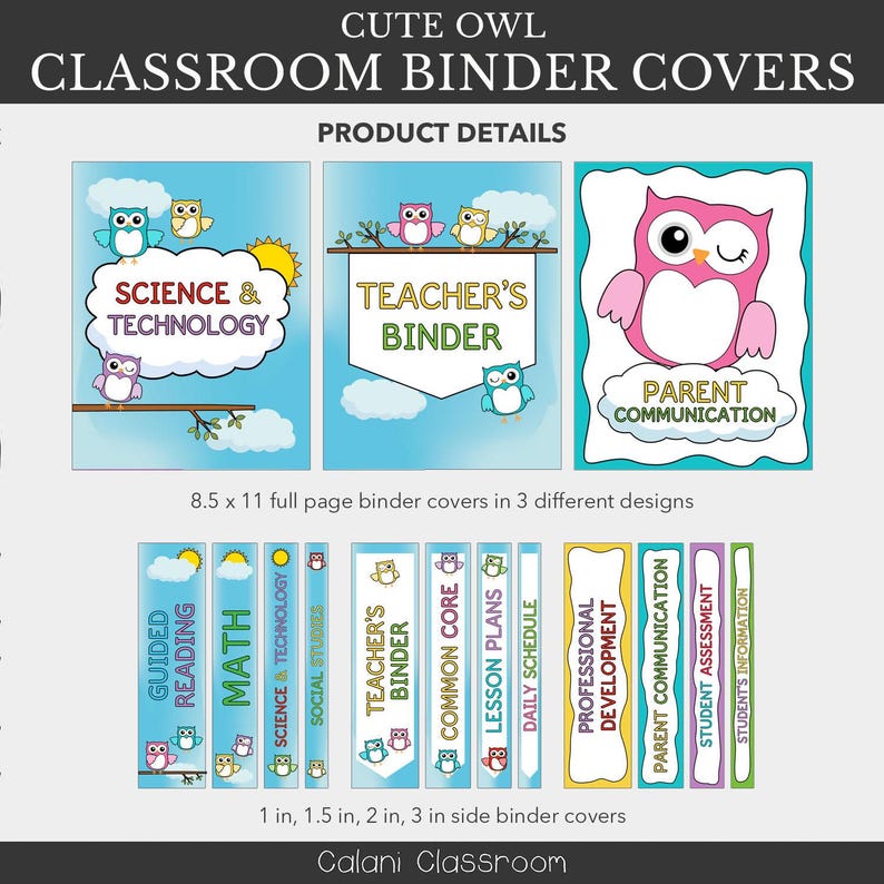 Teacher Binder Cover, Owl Classroom Theme, Editable Teacher Binder ...