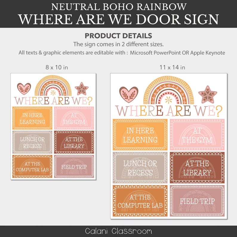 Classroom Door Sign, Boho Rainbow Classroom, Where Are We Door Sign ...