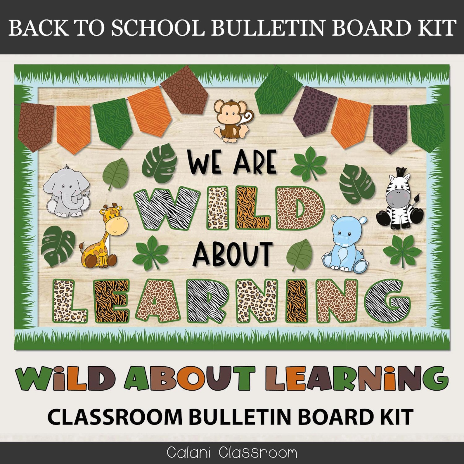 Back to School Bulletin Board Kit, Classroom Bulletin Board, Jungle ...
