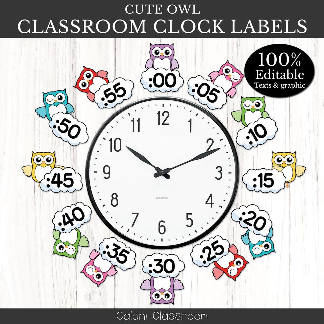 Clock Label Classroom Decoration, Owl Classroom Theme, Telling Time ...