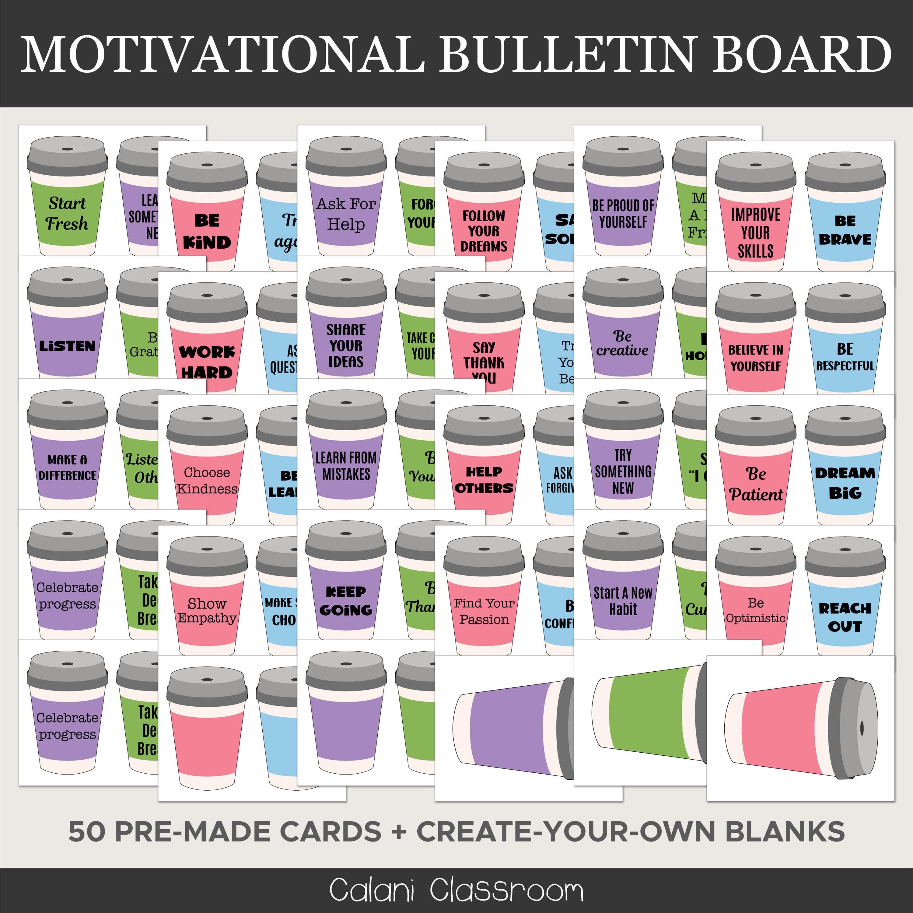 It is Never to Latte Bulletin Board Kit, Motivational Bulletin Board ...