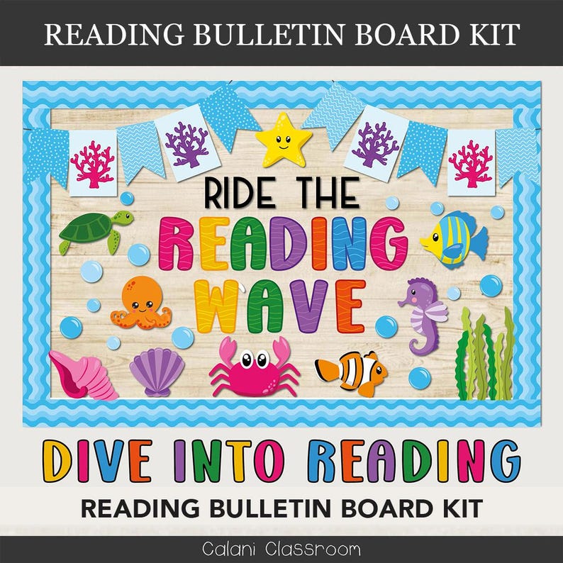 Reading Bulletin Board Kit, Classroom Bulletin Board, Dive Into Reading ...