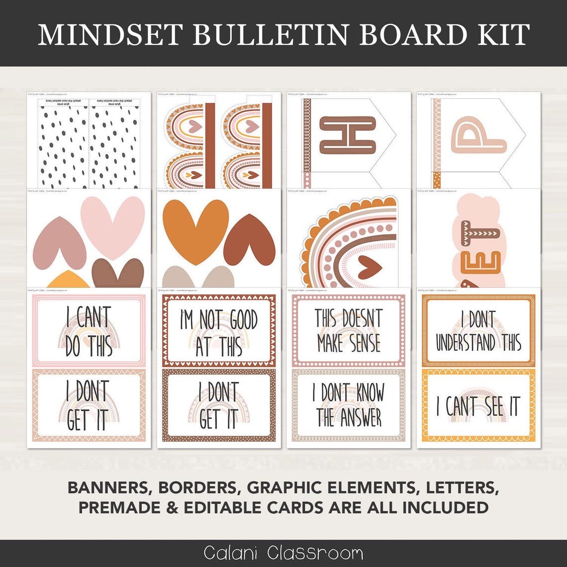 The Power of yet Bulletin Board Kit, Boho Rainbow Classroom Display ...