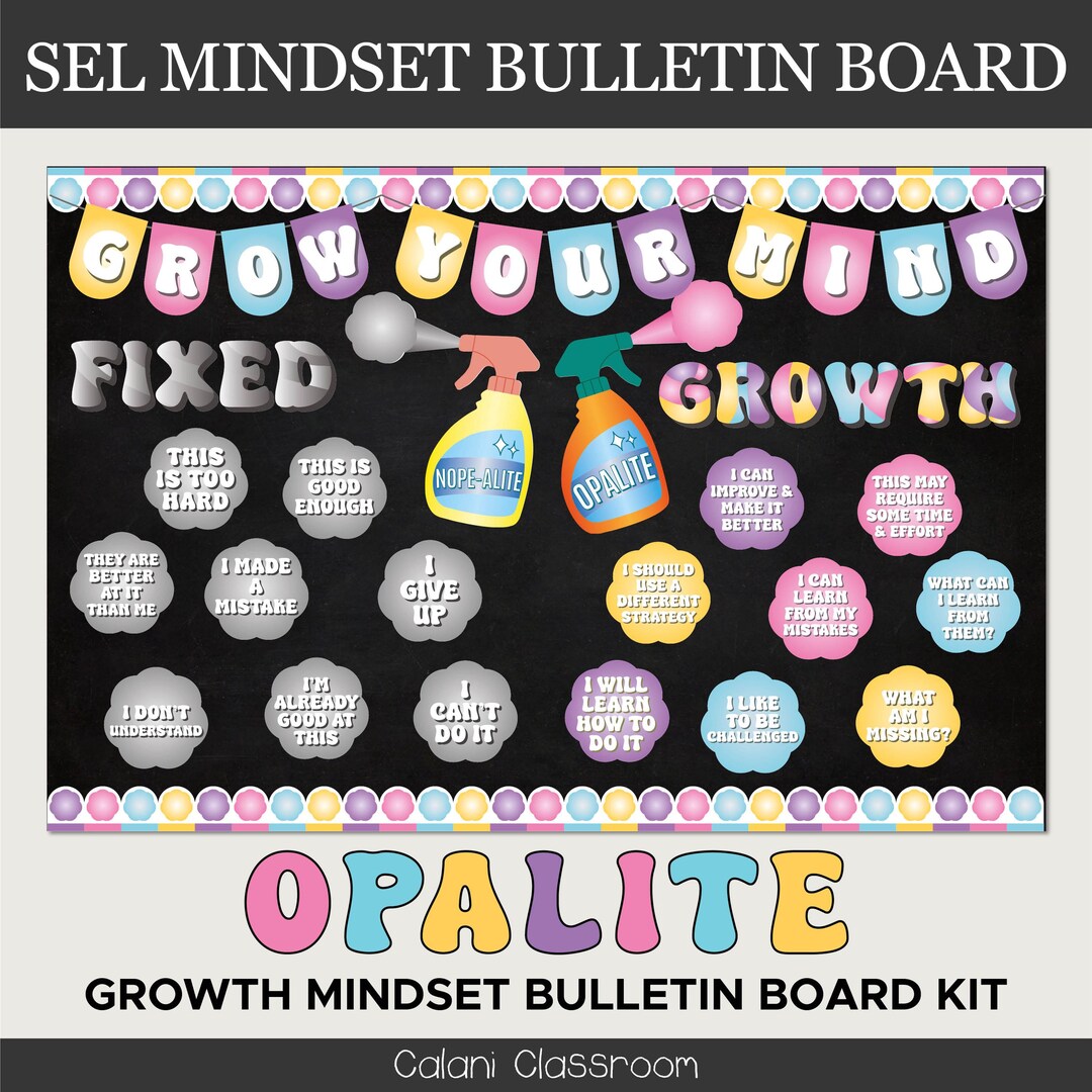 Growth Mindset Bulletin Board Kit in Opalite Design, Change Your ...