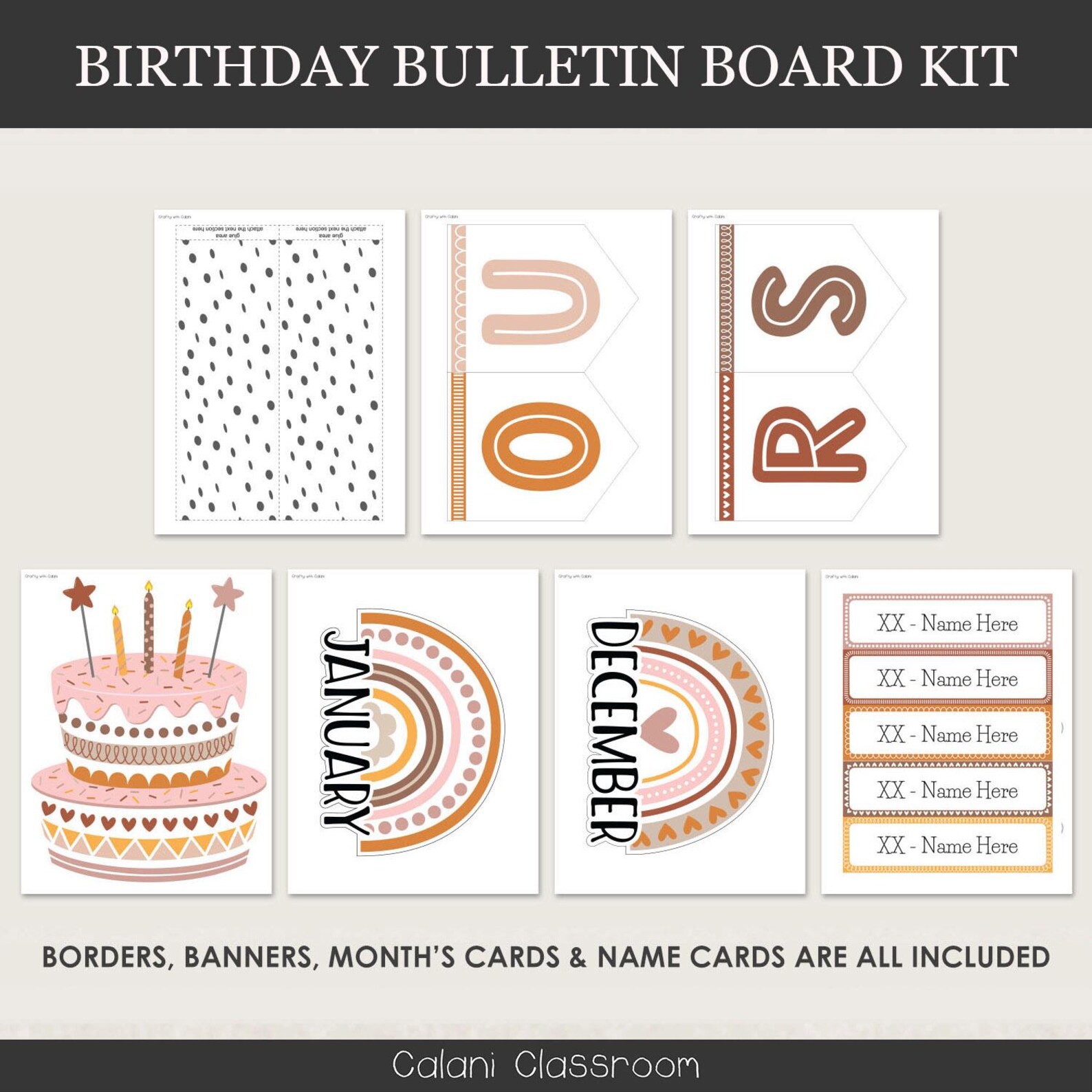 Birthday Board Classroom Decor, Rainbow Classroom Theme, Editable ...