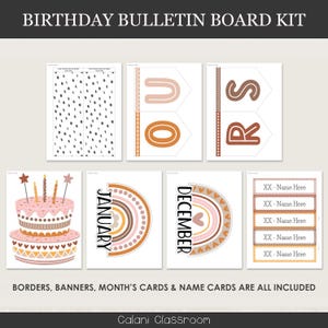 Birthday Board Classroom Decor, Rainbow Classroom Theme, Editable ...