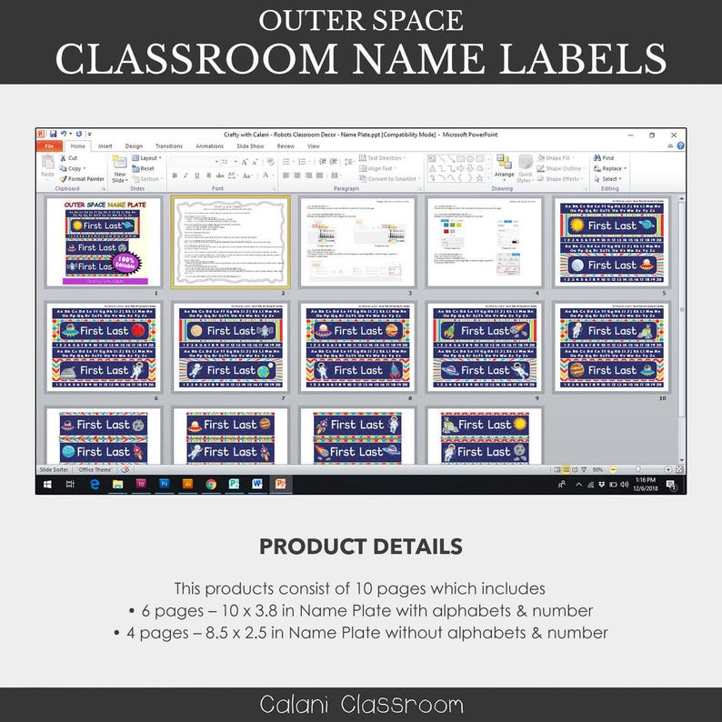 Classroom Name Plate Label, Outer Space Classroom Theme, Space Name ...