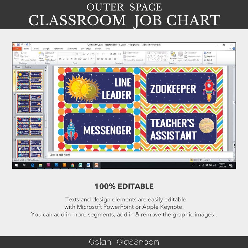 Classroom Jobs Chart, Outer Space Classroom, Editable Classroom Job ...