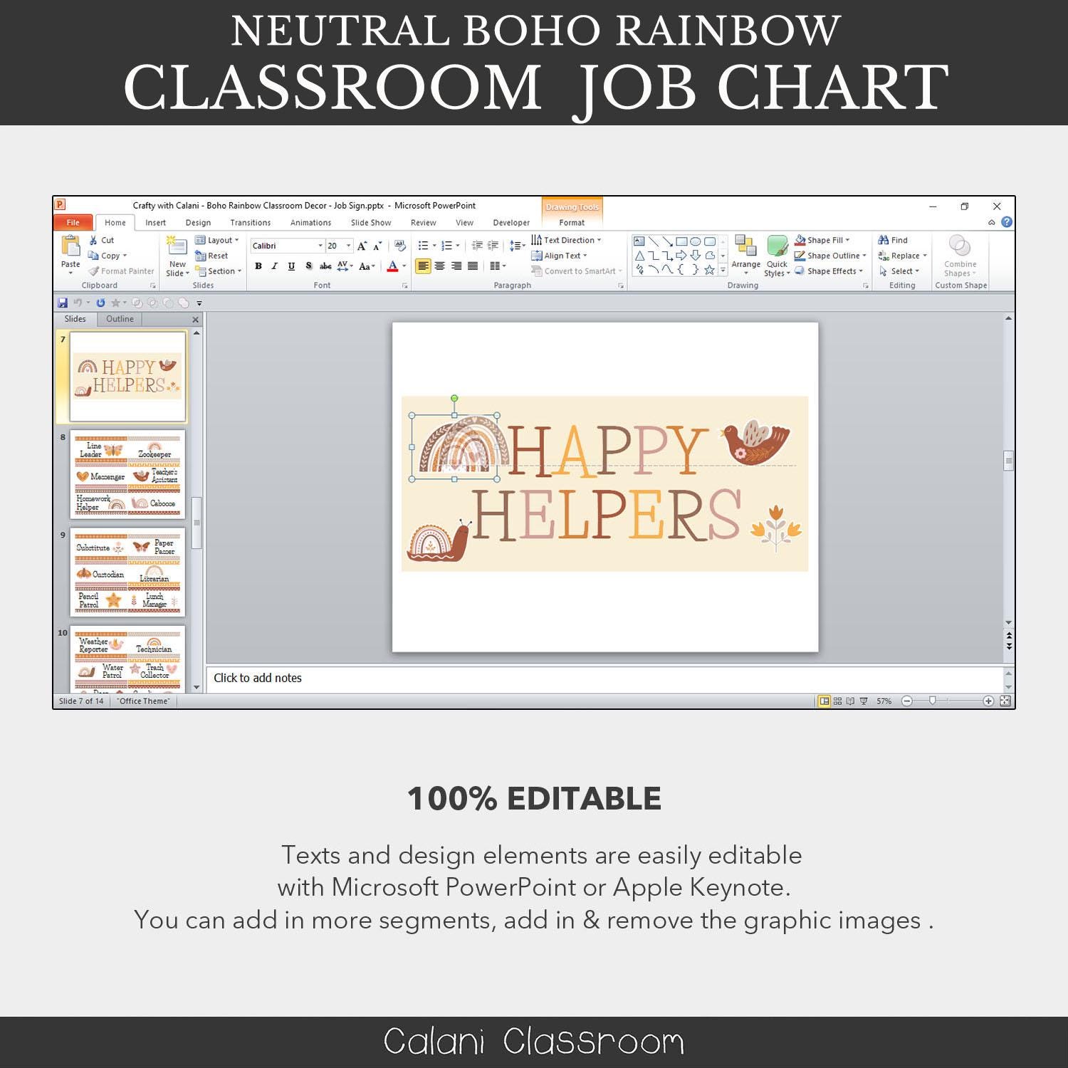 Classroom Jobs Chart, Boho Rainbow Classroom Theme, Editable Classroom ...
