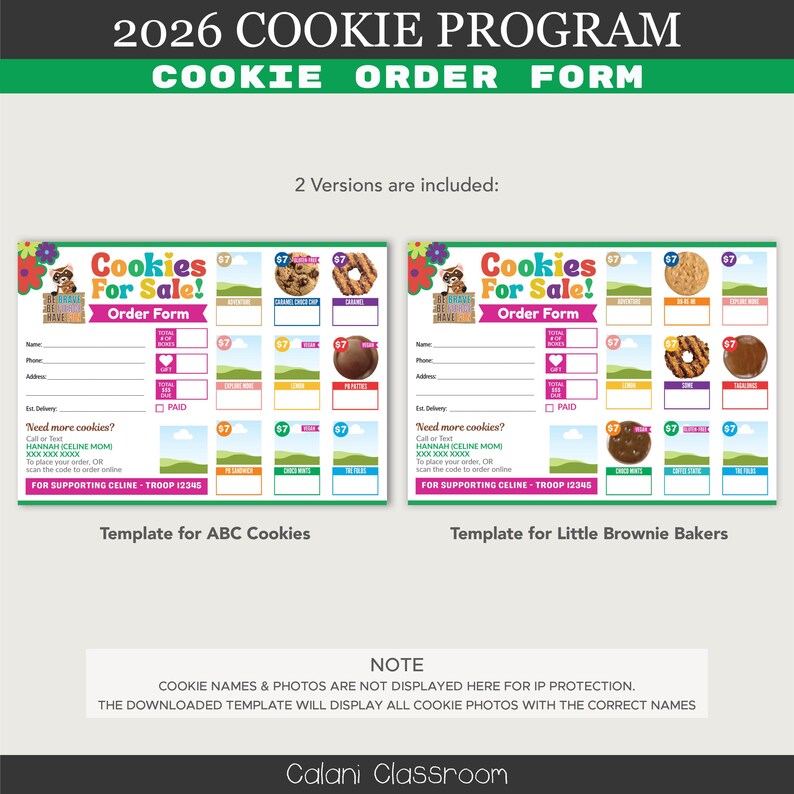 2026 Cookie Order Form, DIY Editable Cookie Marketing Kit for Scout ...