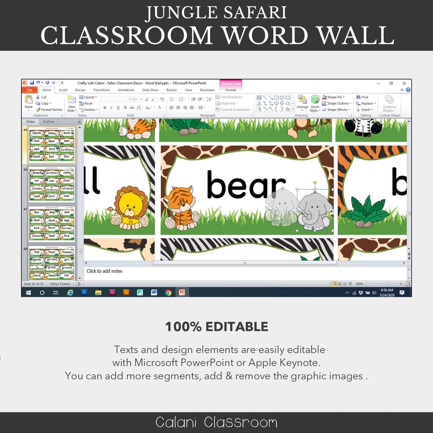 Word Wall Classroom Decor, Jungle Safari Classroom Theme, Editable ...