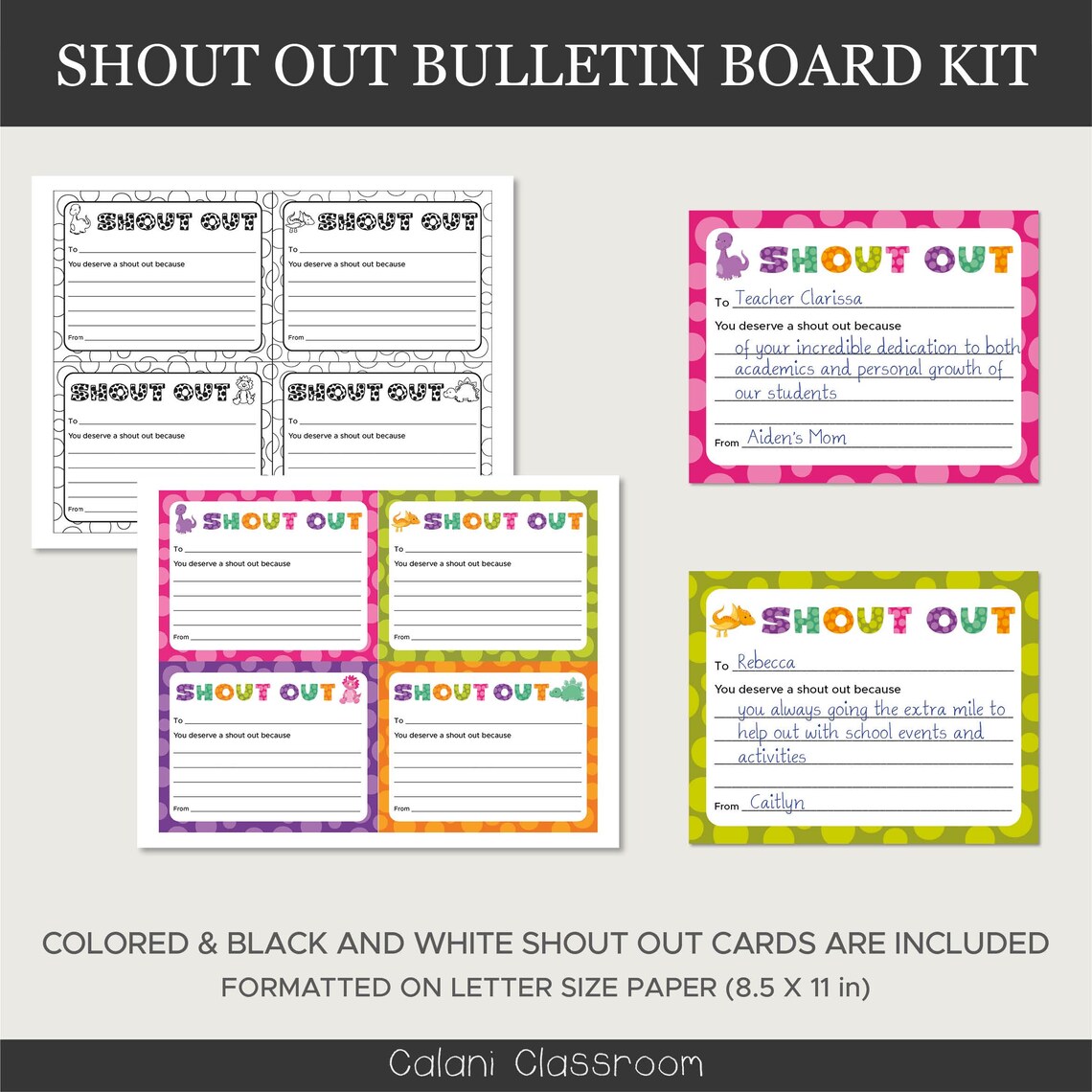 Staff Shout Out Bulletin Board Kit in Dinomite Theme (digital Download ...