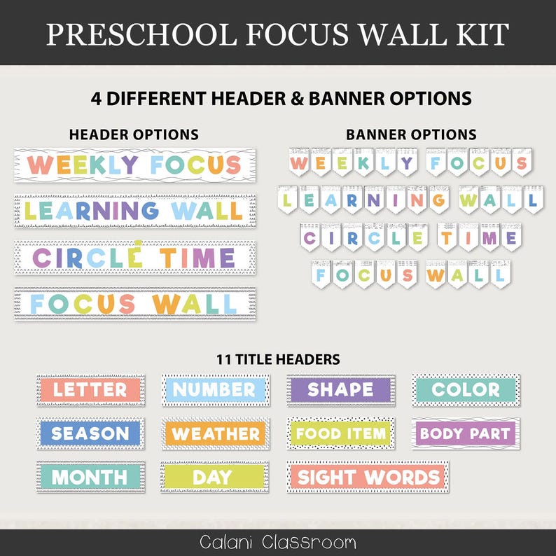 Preschool Focus Wall Template, Preschool Learning Wall, Classroom ...