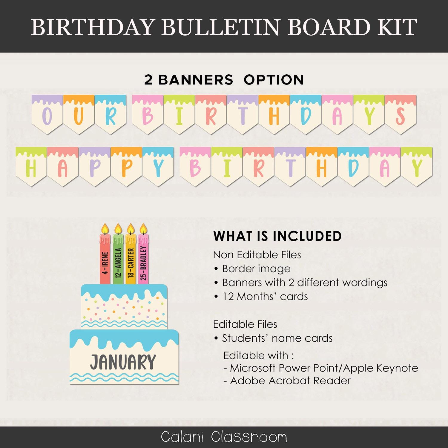 Birthday Board Classroom Decor, Cake Classroom Decor, Editable Student ...