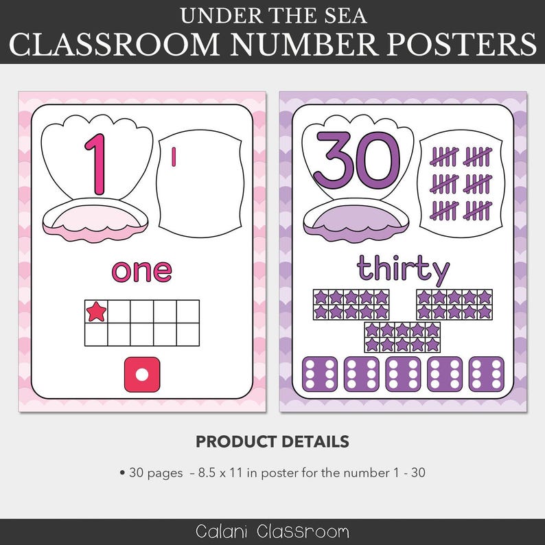 Number Classroom Poster, Under the Sea Classroom Theme, Editable Math ...