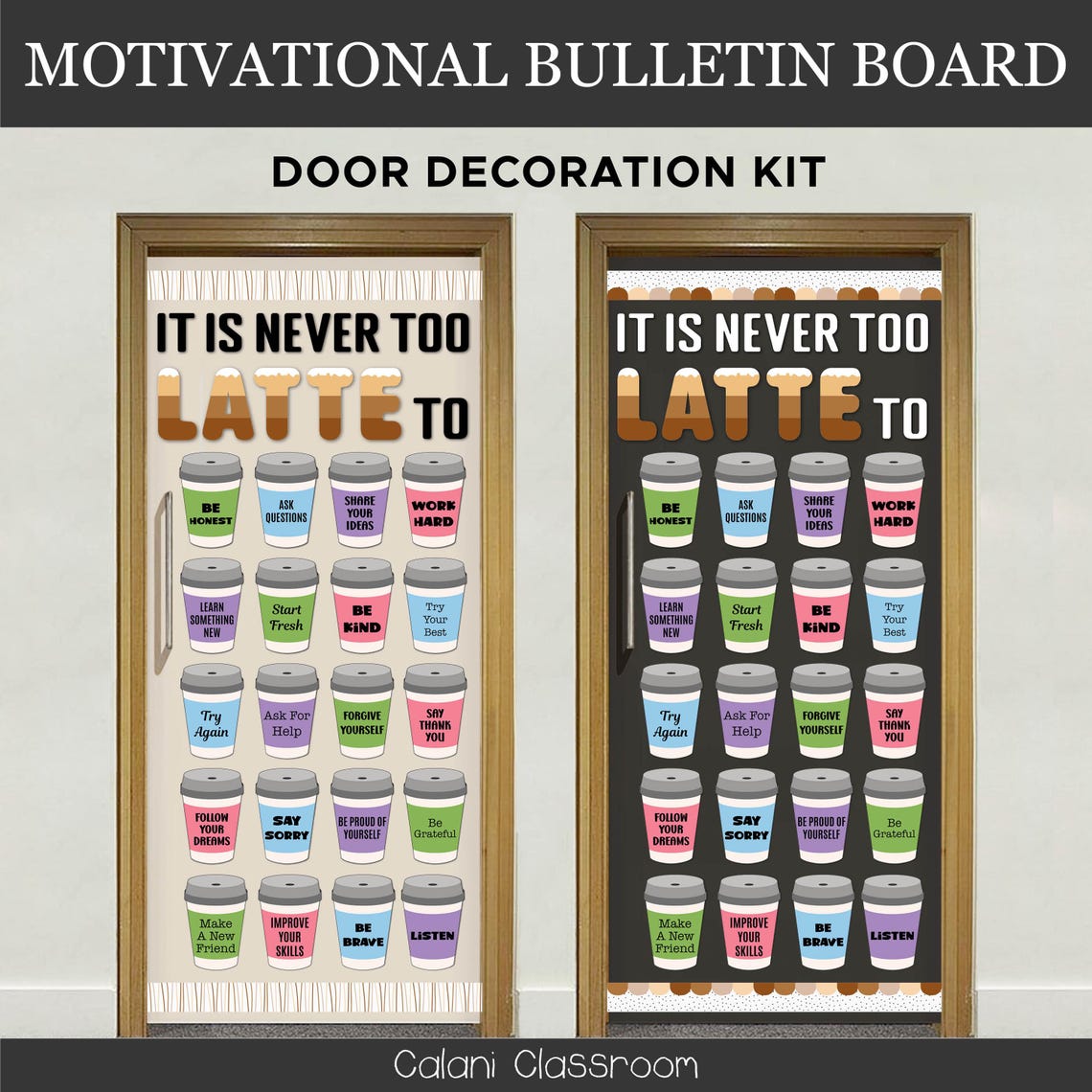 It is Never to Latte Bulletin Board Kit, Motivational Bulletin Board ...