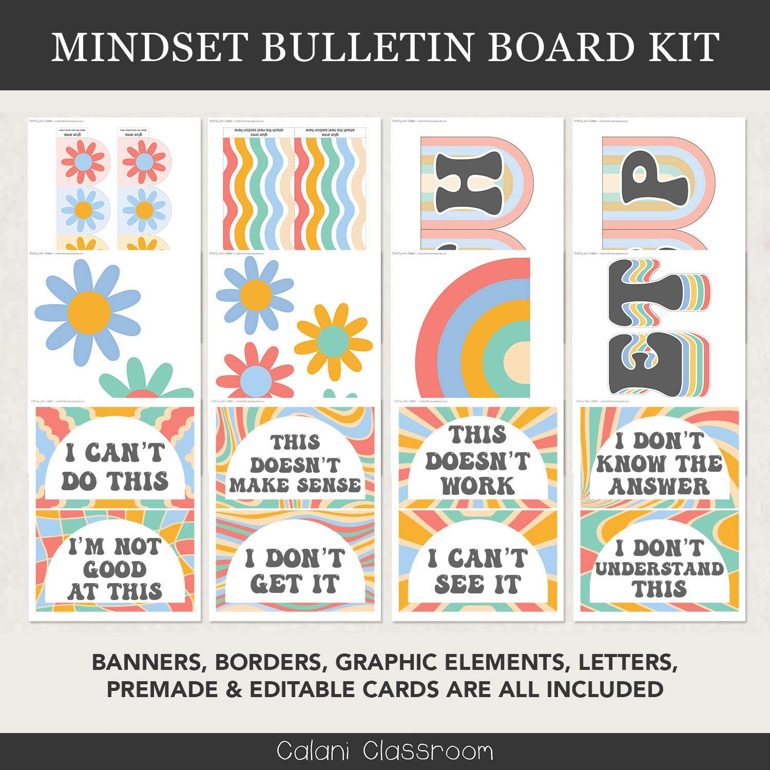The Power of yet Bulletin Board Kit, Retro Groovy Classroom Display ...