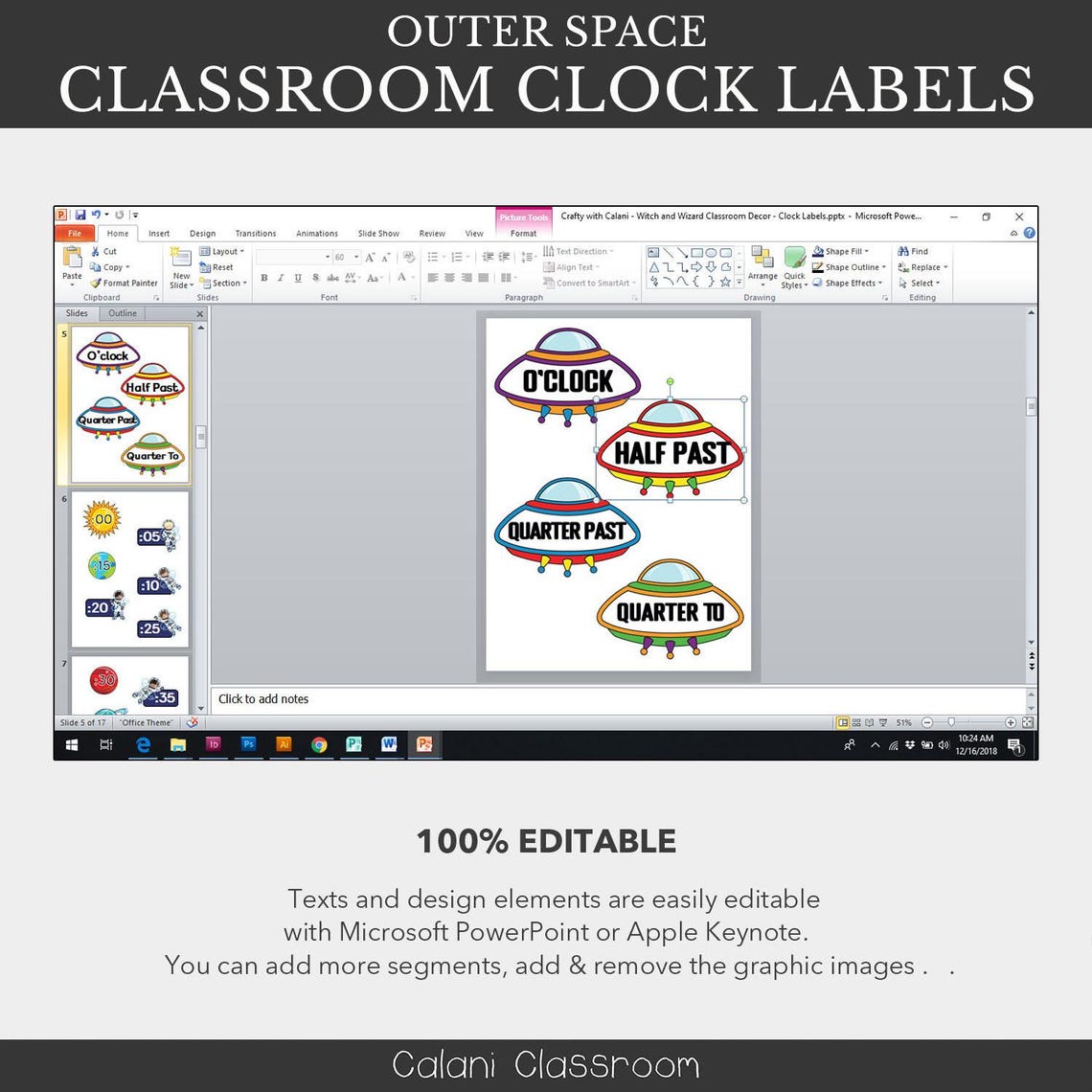 Clock Label Classroom Decoration, Outer Space Classroom, Telling Time ...