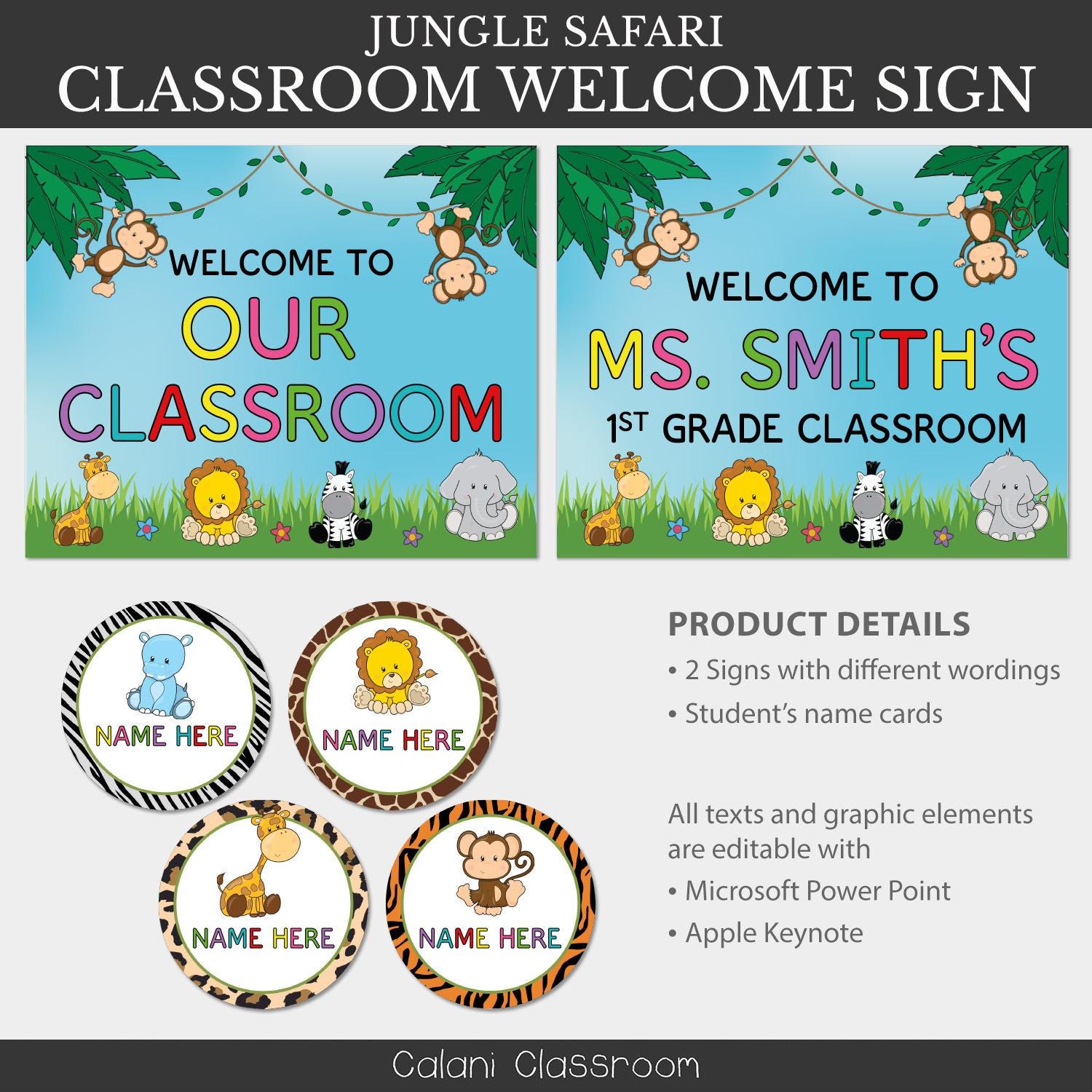 Classroom Welcome Sign, Jungle Safari Classroom Door Sign, Welcome to ...