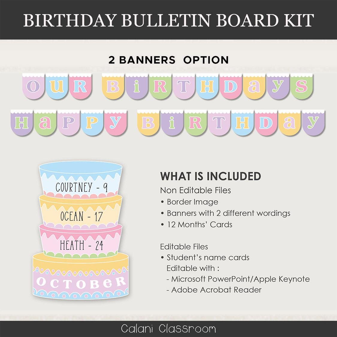 Birthday Board Classroom Decor, Cake Classroom Decor, Editable Student ...