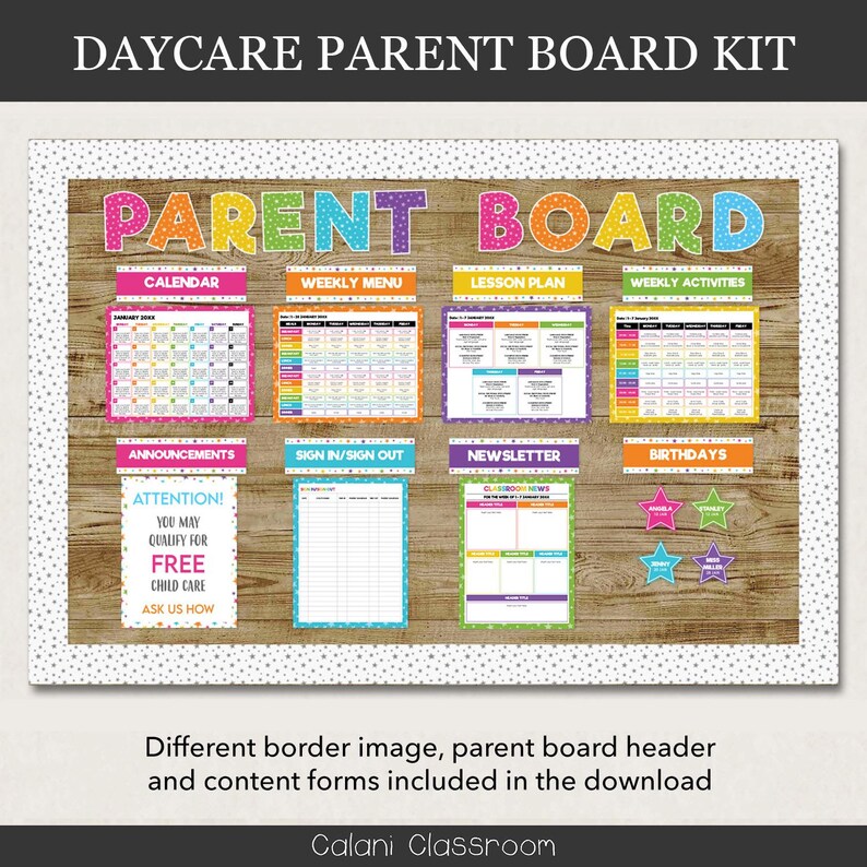 Daycare Parent Board, Childcare Bulletin Board Template, Parent Info ...