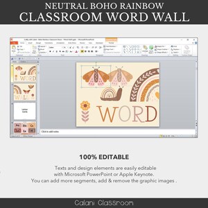 Word Wall Classroom Decor, Boho Rainbow Classroom Theme, Editable ...
