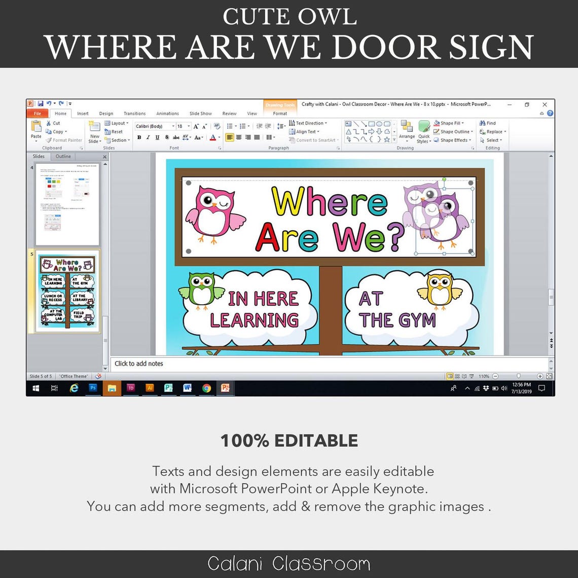 Classroom Door Sign, Cute Owl Classroom, Where Are We Door Sign, Owl ...