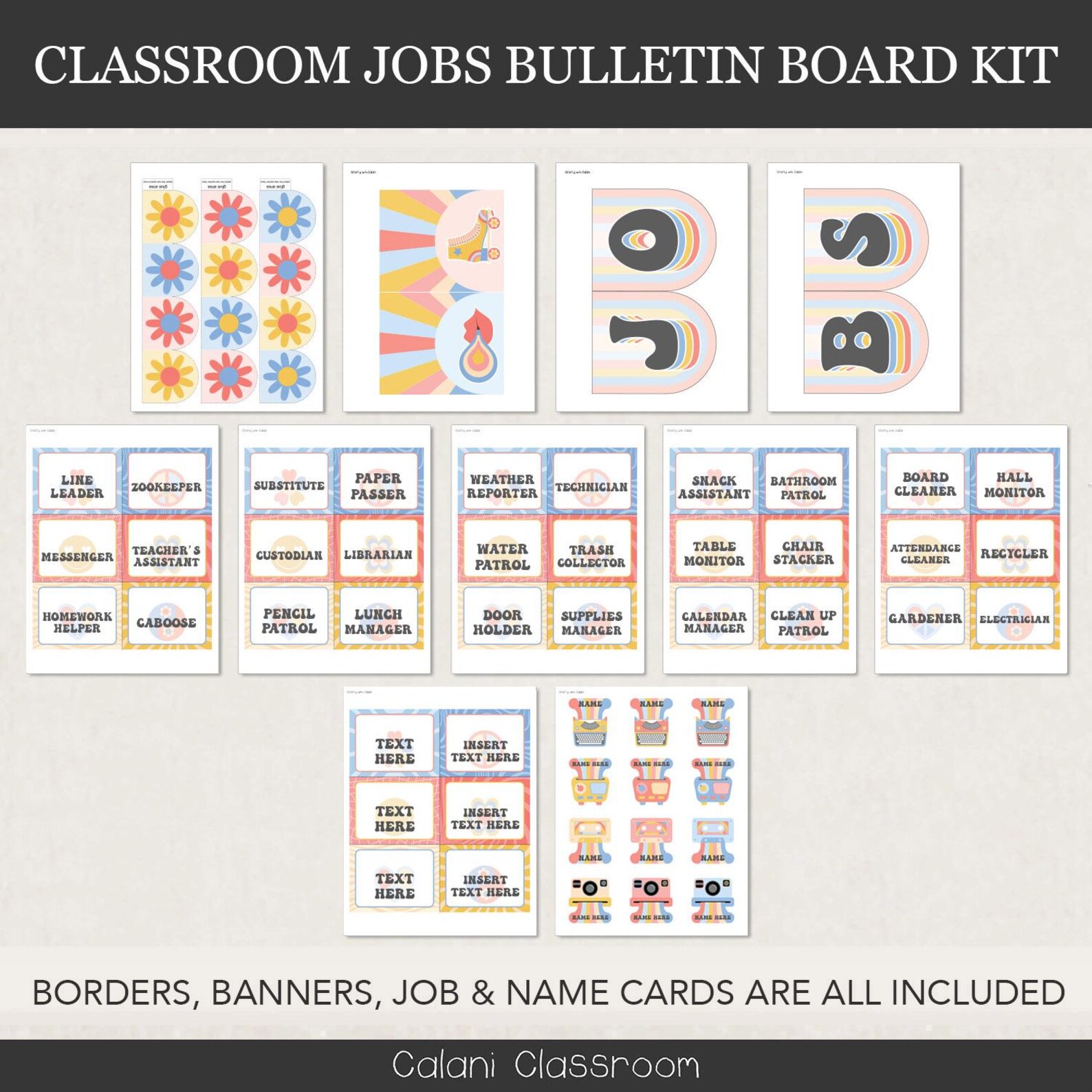 Groovy Classroom Jobs Display, Classroom Job Chart, Retro Groovy Job ...