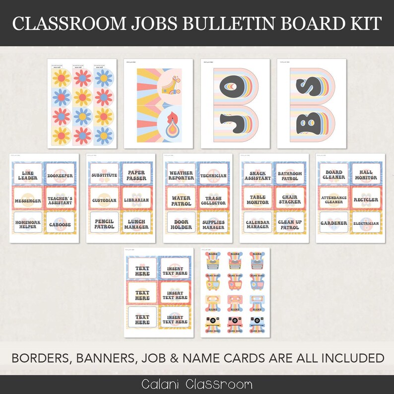 Groovy Classroom Jobs Display, Classroom Job Chart, Retro Groovy Job ...