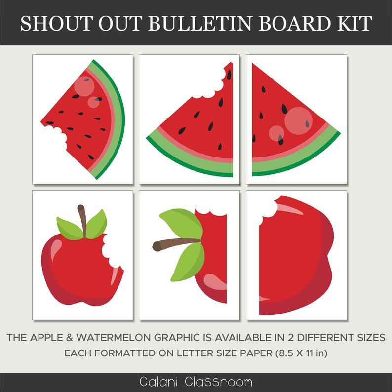 Staff Shout Out Bulletin Board Kit in Colorful Fruits Theme (digital ...