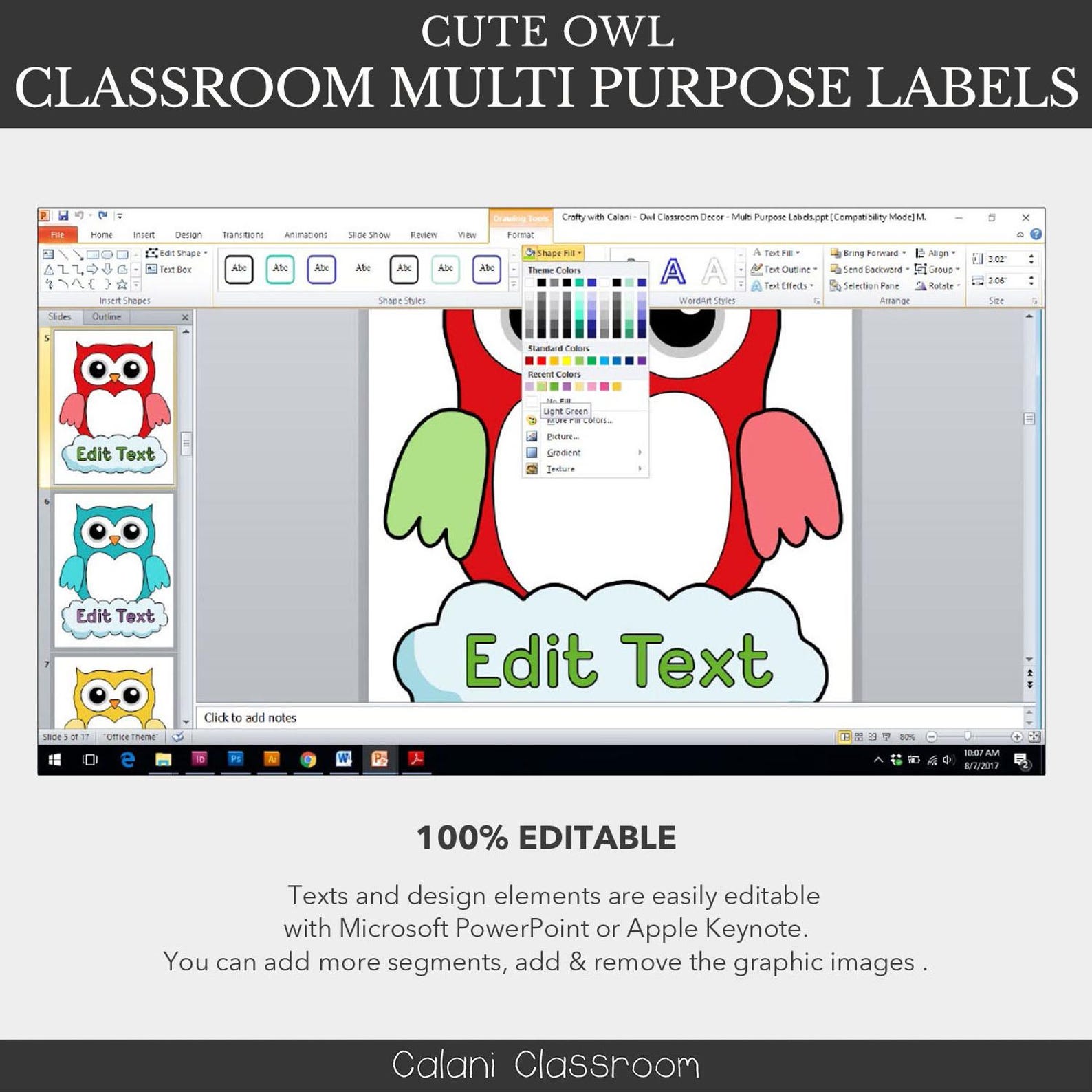 Classroom Supply Label, Owl Classroom Theme, Owl Editable Classroom ...