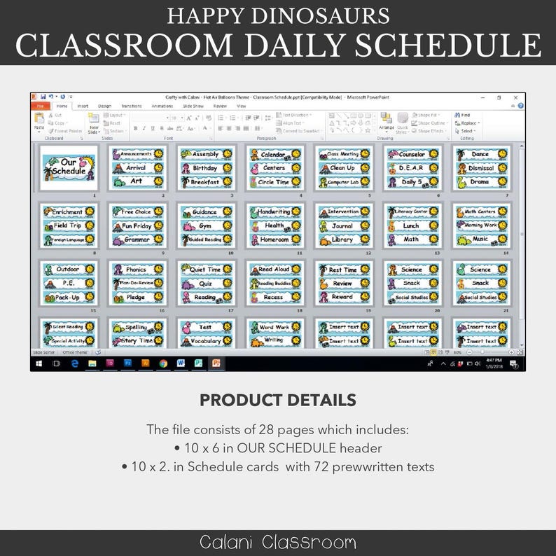 Classroom Schedule Cards With Clock, Dinosaurs Classroom Theme ...