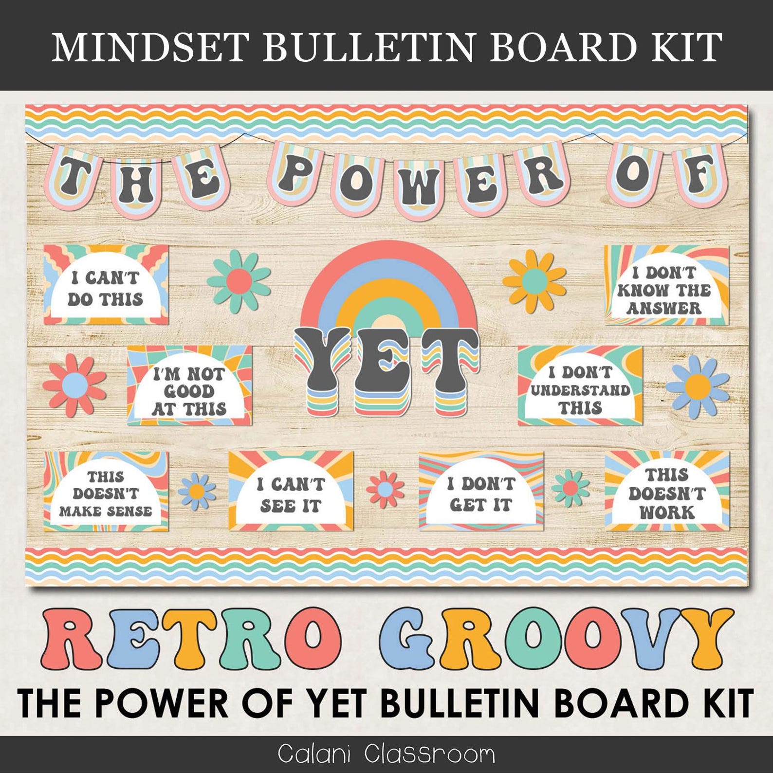 The Power of yet Bulletin Board Kit, Retro Groovy Classroom Display ...