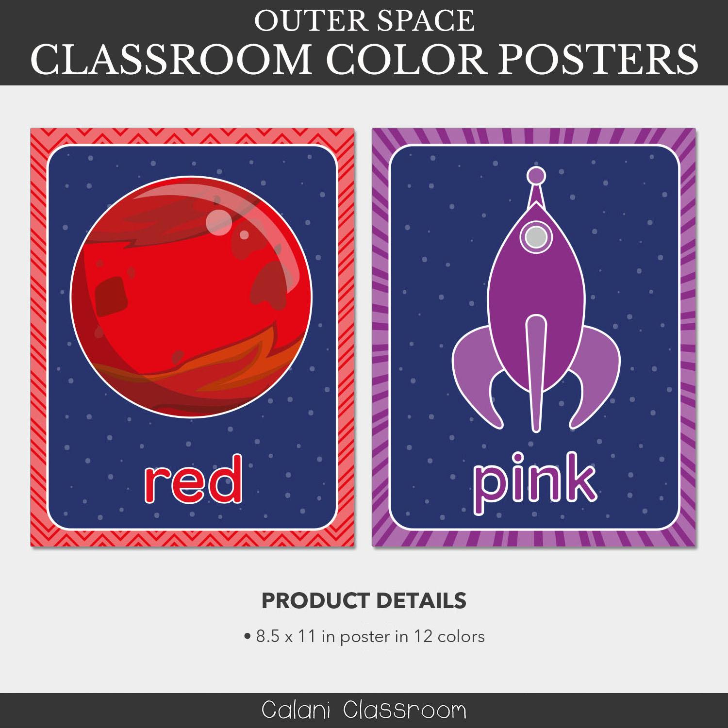 Color Poster Classroom Decoration, Space Classroom Theme, Editable ...