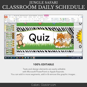 Classroom Schedule Cards With Clock, Jungle Safari Classroom, Editable ...