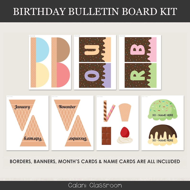 Birthday Board Classroom Decor, Ice Cream Classroom Theme, Editable ...